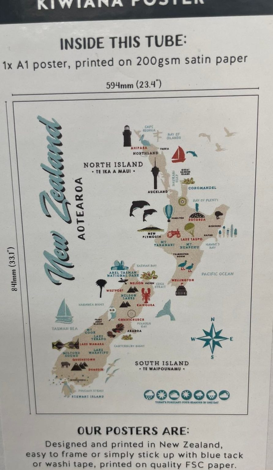 KIWIANA A1 POSTER - Toi Toi Maori Art & Gift Shop