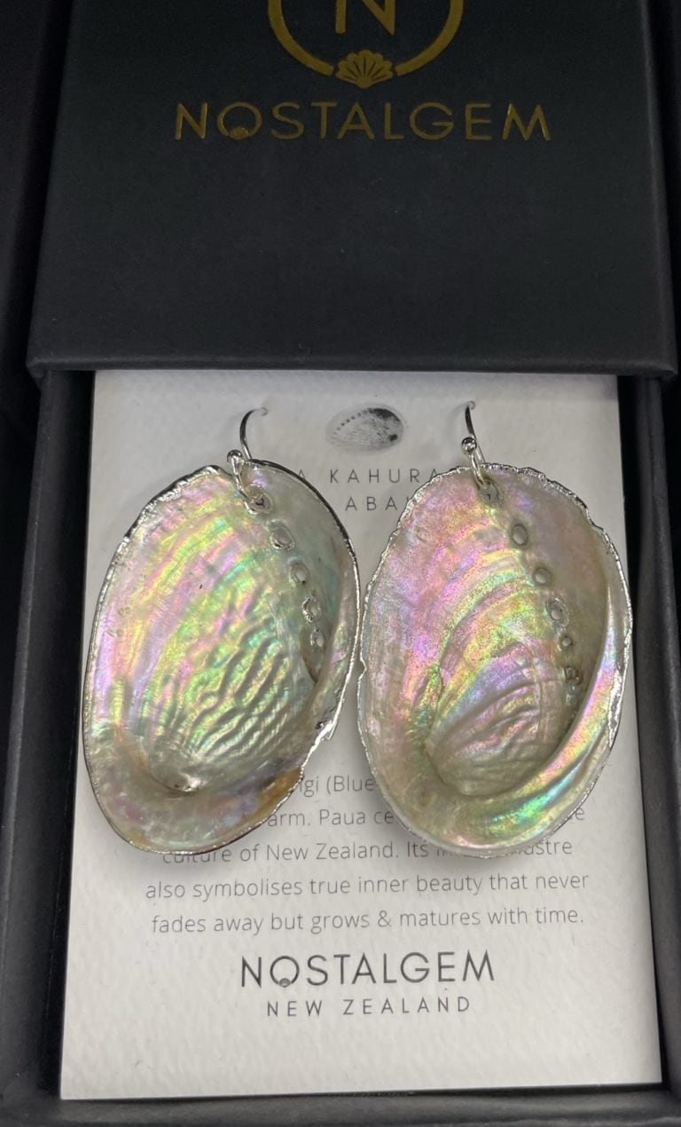Paua Shell with Silver Dipped Outer Shell Earrings - Toi Toi Maori Art ...